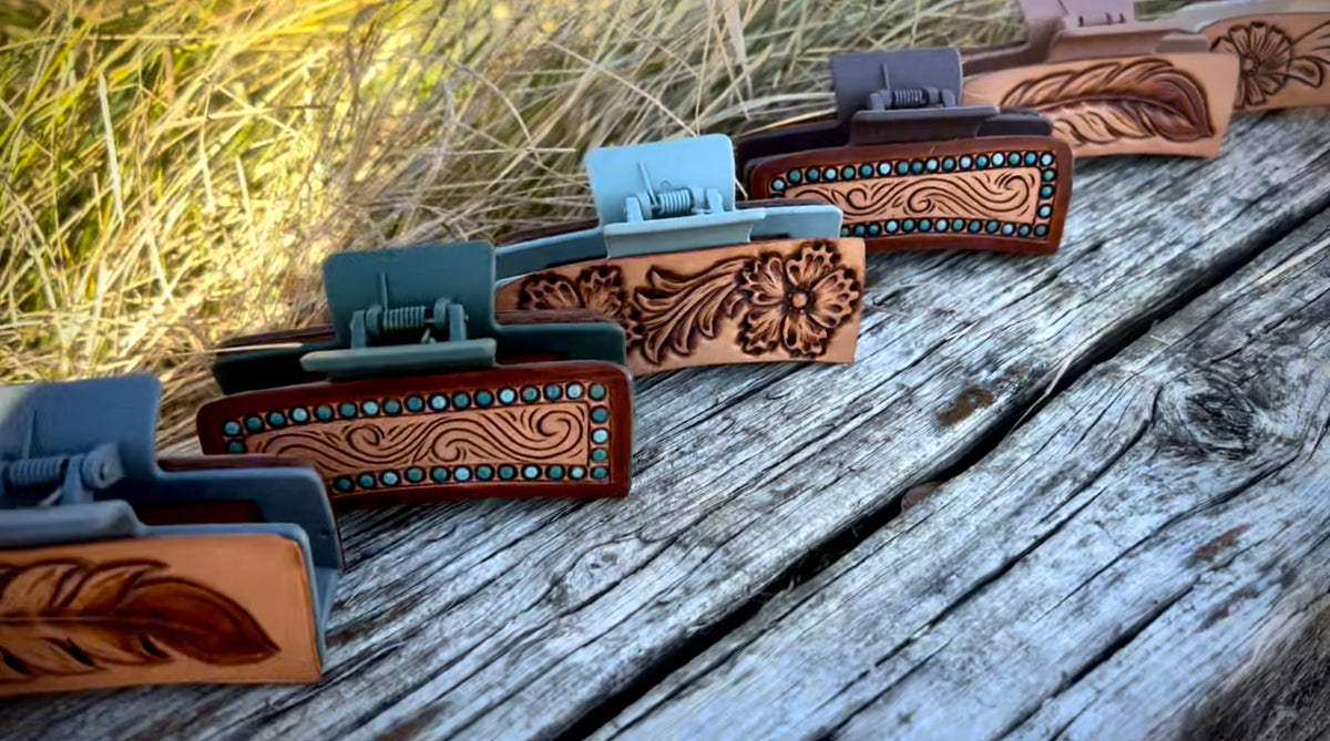 Hand Tooled Leather Claw Clips – Silver Wings Custom Leather
